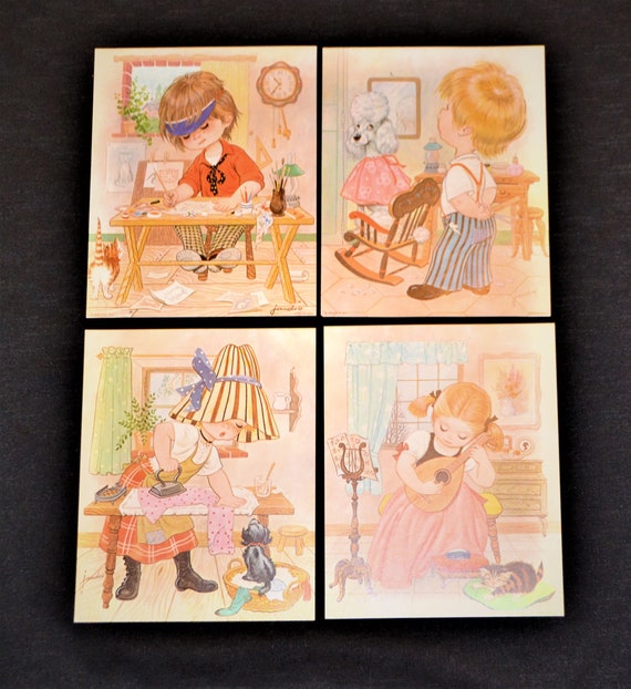 Vintage 1970's Jandro Four Pics of Kitschy Kids | Etsy