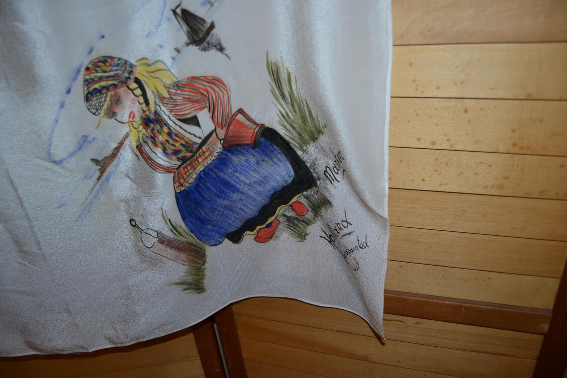 Vintage Dutch Girl 1950's Holland Hand Painted Scarf - Etsy
