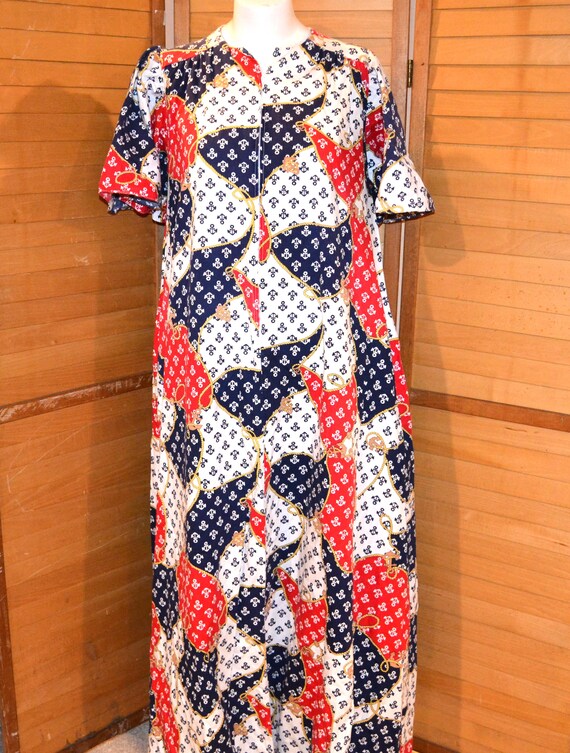 Sale....vintage Nautical Anchors Away Robe Hostess Gown Full - Etsy