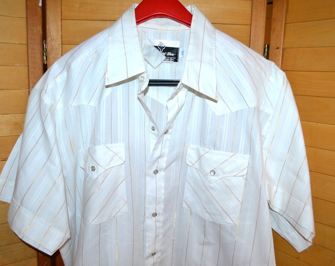 Vintage Western Shirt Western Gold Metallic on White - Etsy