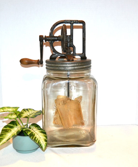 Antique Dazey Glass Churn 1920's Graphics Metal Crank Wood - Etsy