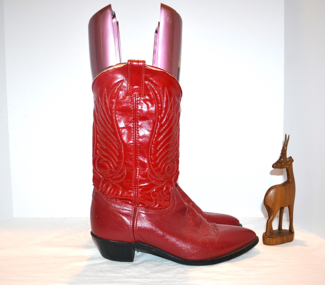 Vintage Red Cowboy Boots Rockabilly Western Boho Peasant - Etsy
