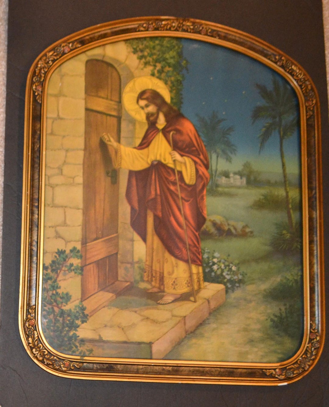 Vintage Jesus Knocking Print in Antique Gold Frame: Christian Decor - Etsy