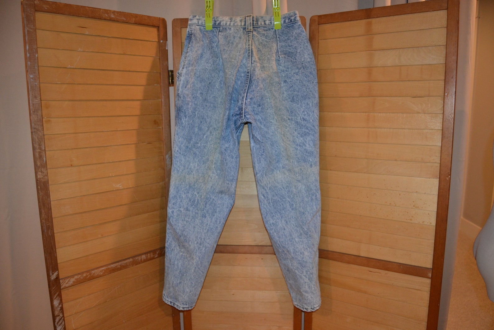 Vintage Acid Wash High Waist Peg Leg Chic Pleated Jeans - Etsy