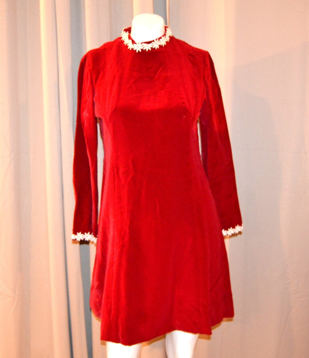 Vintage 1960's Red Velvet Dress Gogo Girl Groovy Glitz Mini - Etsy