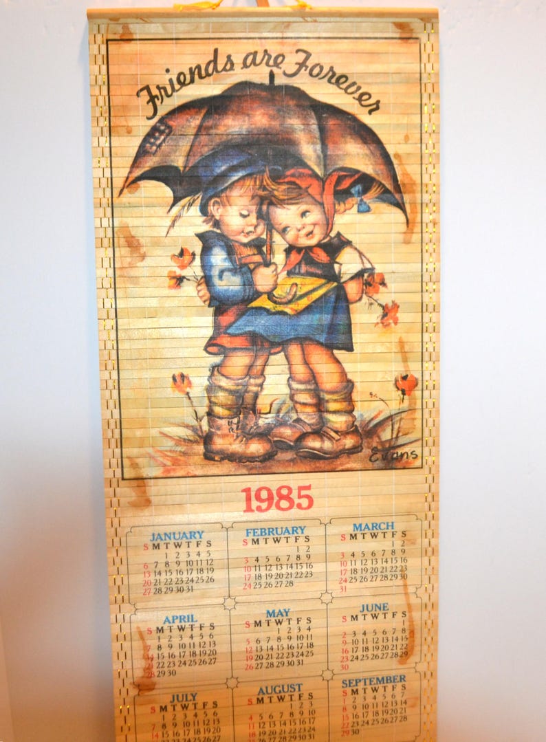 Vintage Rainbow Happy Calander With Back Friendship on Bamboo 1985 - Etsy