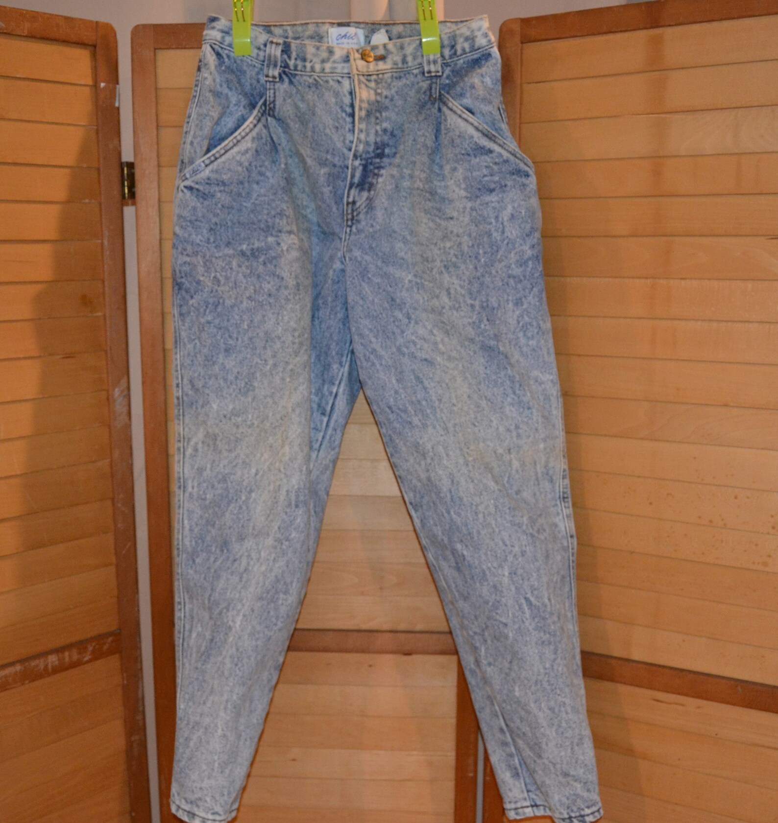 Vintage Acid Wash High Waist Peg Leg Chic Pleated Jeans - Etsy
