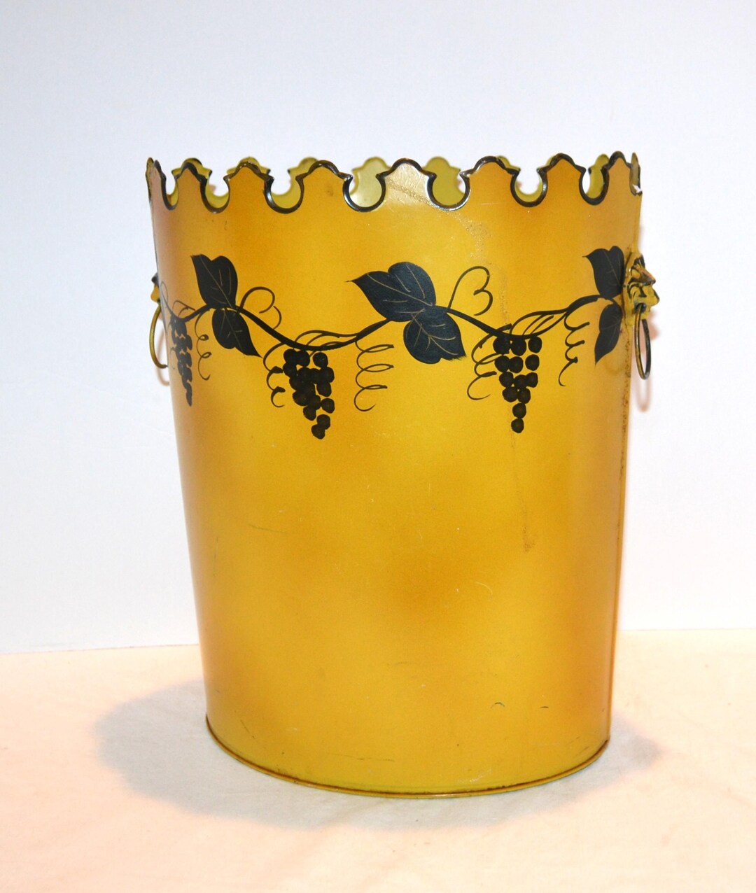 1950's Trash Can Hollywood Regency Maximalism Mid Century Lions Heads ...