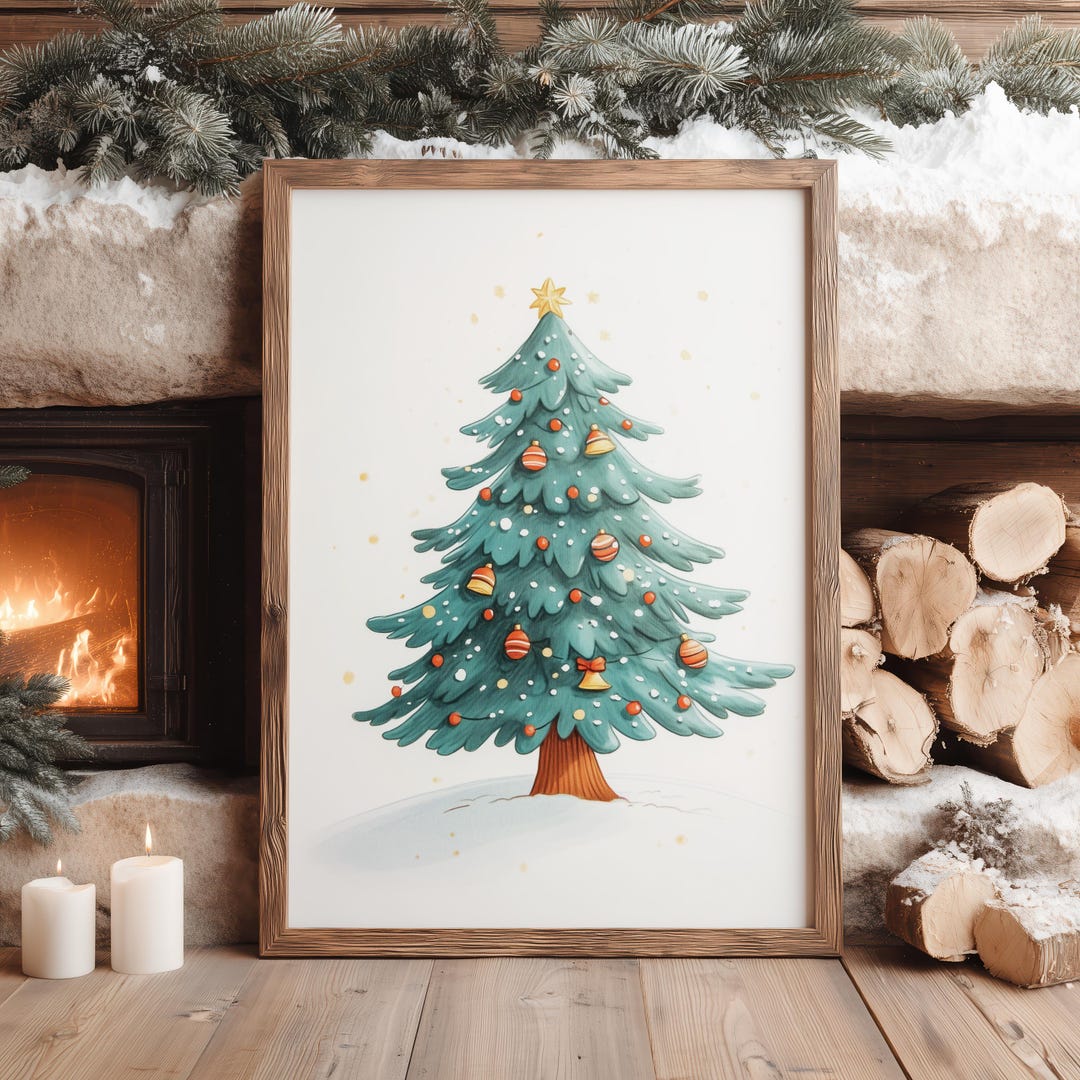 Classic Christmas Tree Wall Art - Timeless Holiday Nursery Print - Kids ...