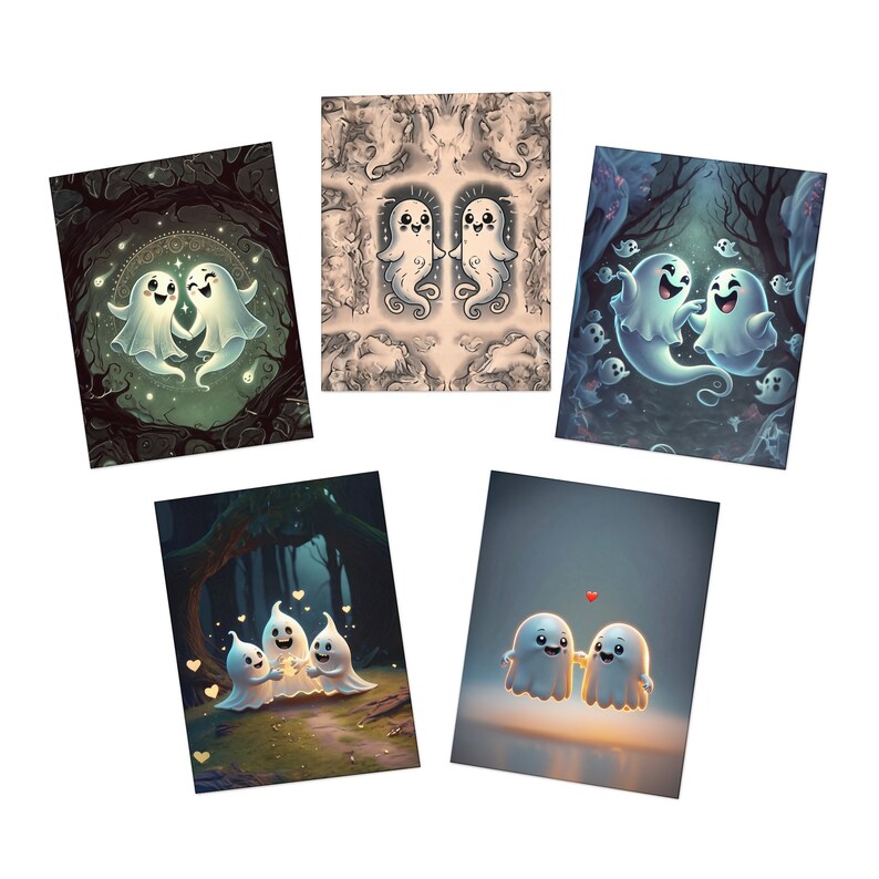 Cute Ghost Greeting Card Set, Spooky Season Notes (5-pack) - Etsy