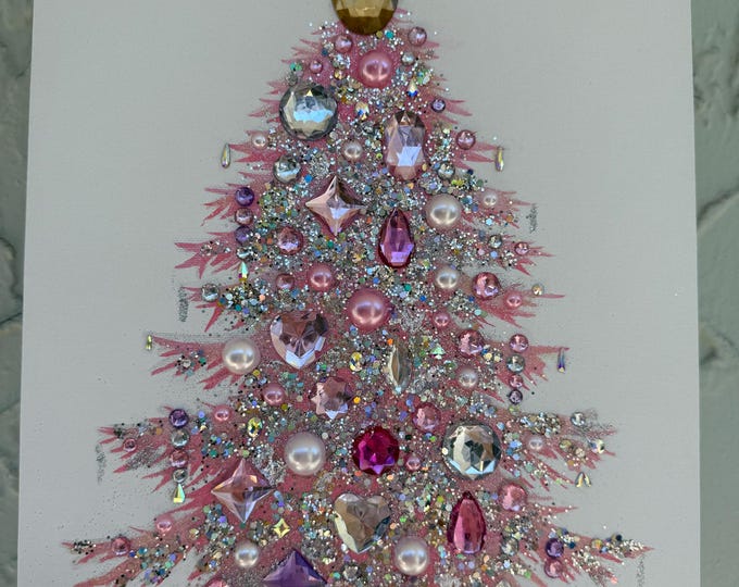 Rhinestone Christmas Tree Canvas Art 11x14” - Christmas Decorative ...