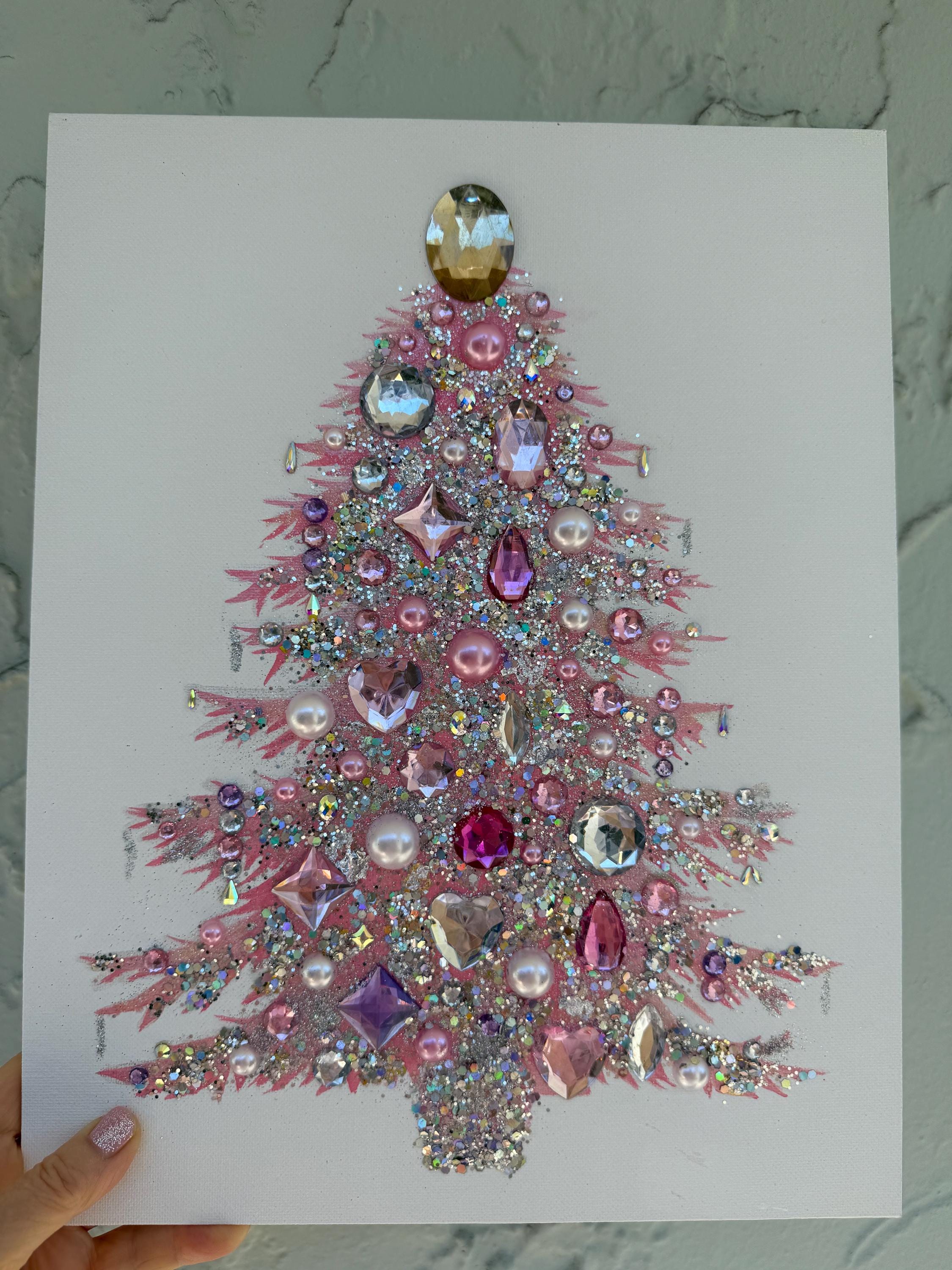 Rhinestone Christmas Tree Canvas Art 11x14 Christmas Decorative Holiday ...