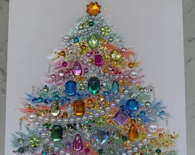 Jeweled Christmas Tree Canvas Art 11x14” Christmas Decor - Christmas ...