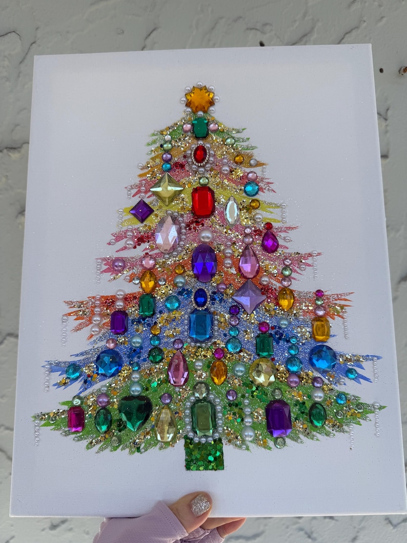 Sparkly Christmas Tree Canvas Art Decor 11x14” - Christmas Decor ...