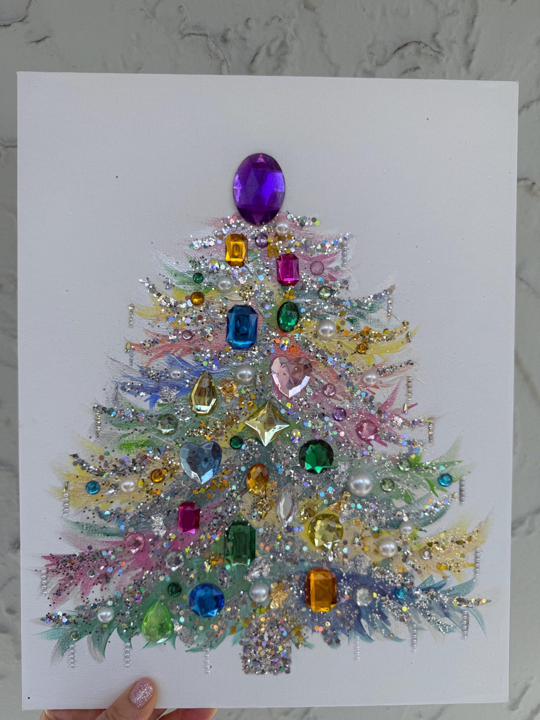 Jeweled Christmas Tree Canvas Art 11x14” Christmas Decor - Mini ...