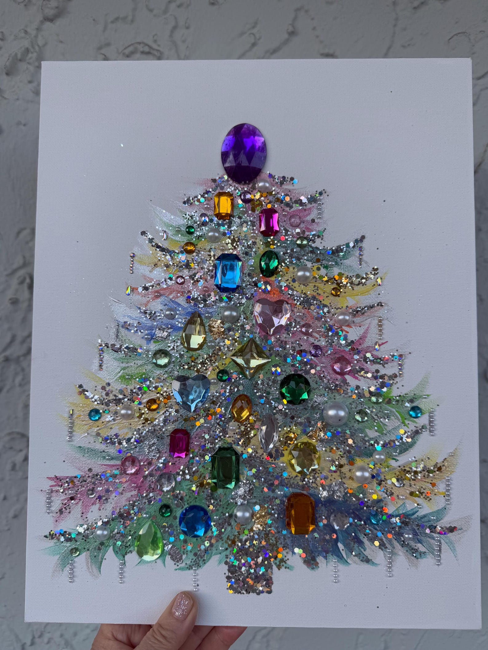 Jeweled Christmas Tree Canvas Art 11x14” Christmas Decor - Mini ...