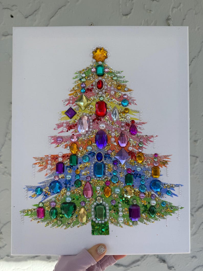 Sparkly Christmas Tree Canvas Art Decor 11x14” - Christmas Decor ...