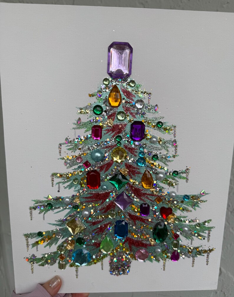 Jeweled Christmas Tree Canvas Art 11x14 Christmas Decor Christmas ...