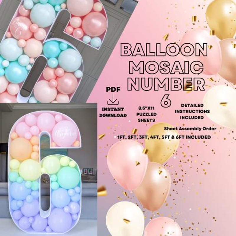 Mosaic Balloon Numbers - Etsy