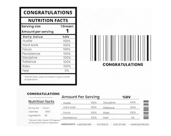 Congratulations Nutrition Facts Sign: Printable Party Decor (digital ...