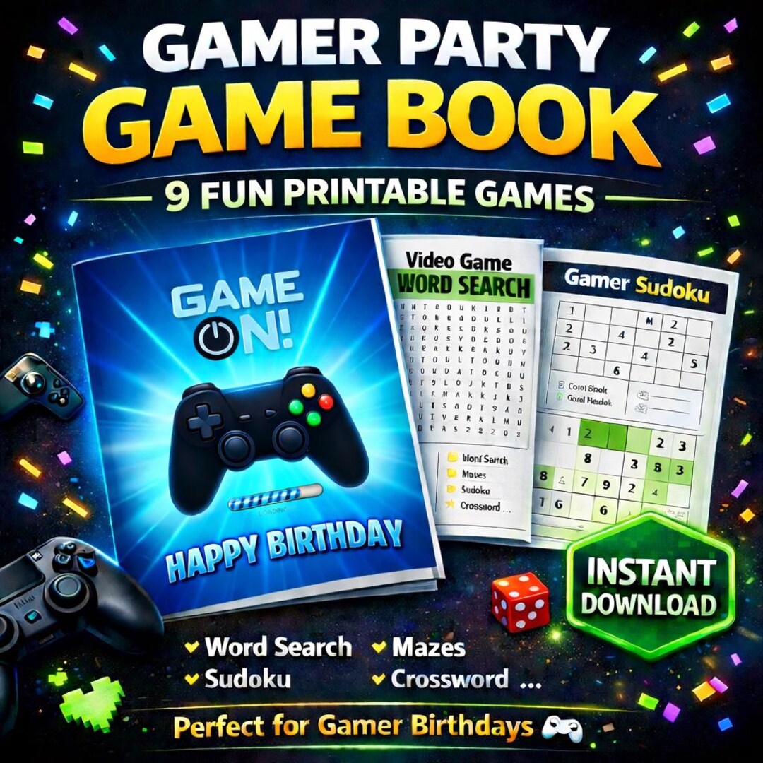 Gamer Party Game Book Printable, Video Game Birthday Party Games, Kids ...