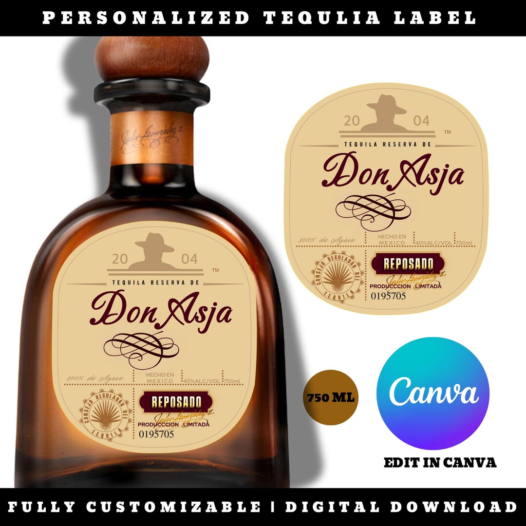 Personalized Don Style Tequila| Custom Tequila Bottle Label | Digital ...