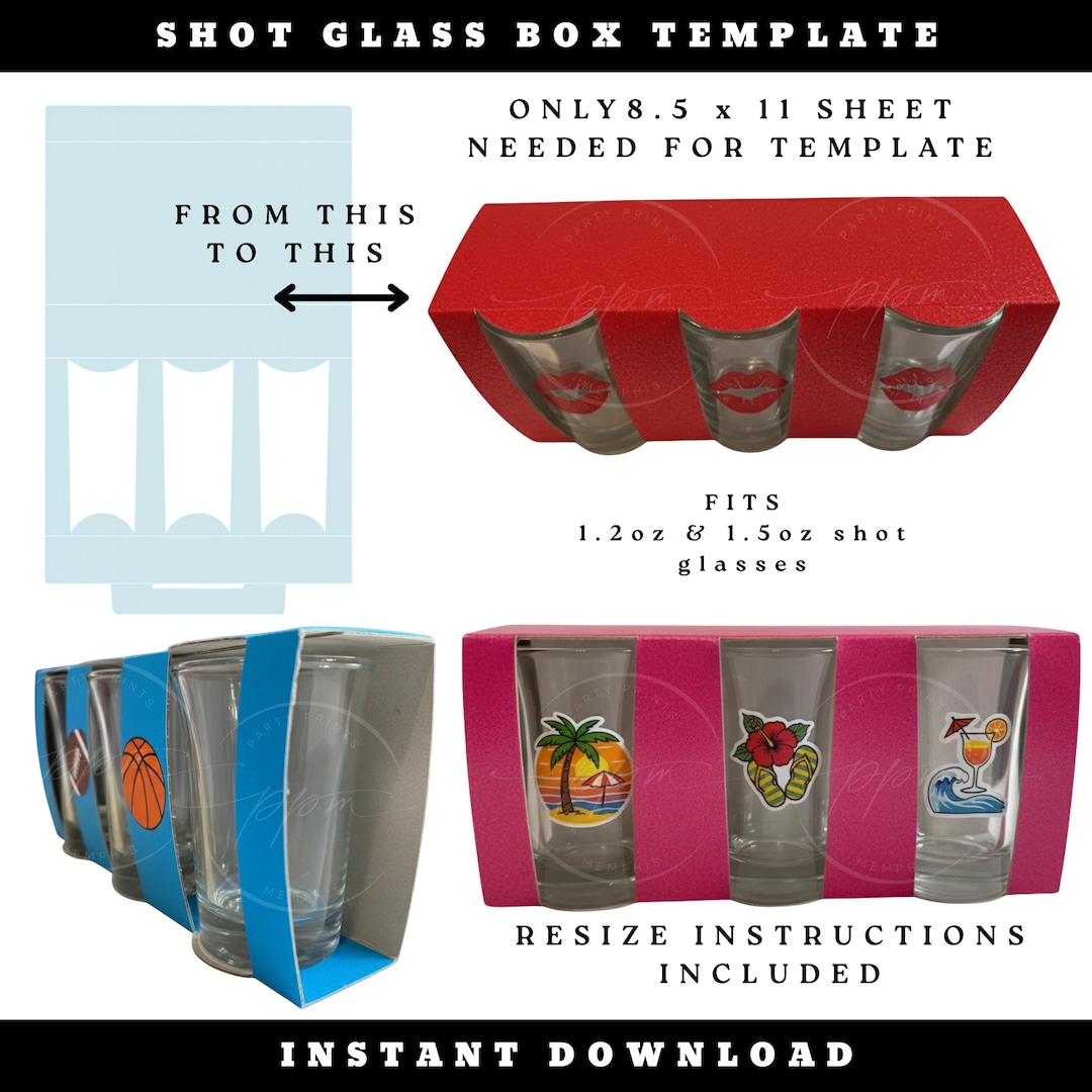 Shot Glass Box Template: Customizable SVG, PNG, Word, Cricut ...