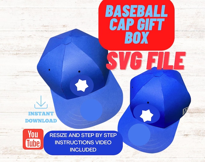 Baseball Cap Box Template: DIY Favor Box SVG, Cricut/silhouette (PDF ...