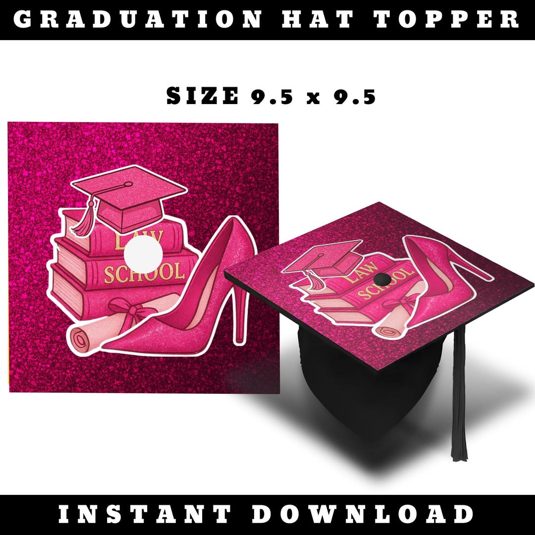 Graduation Cap Topper | Pink Law School Graduation Cap | Printable Grad ...