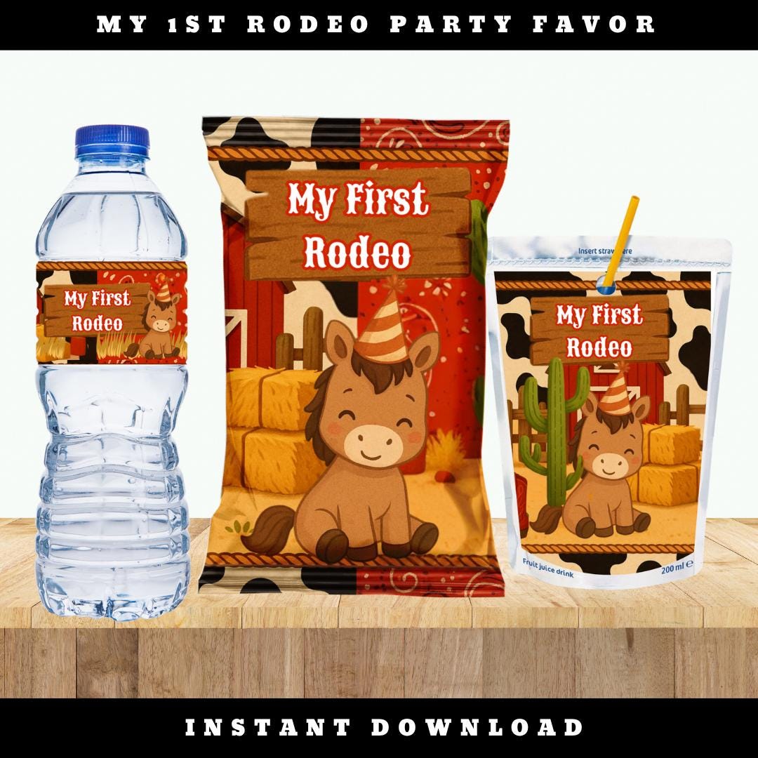 My First Rodeo Party Favor Labels: Western Birthday Printables (digital ...