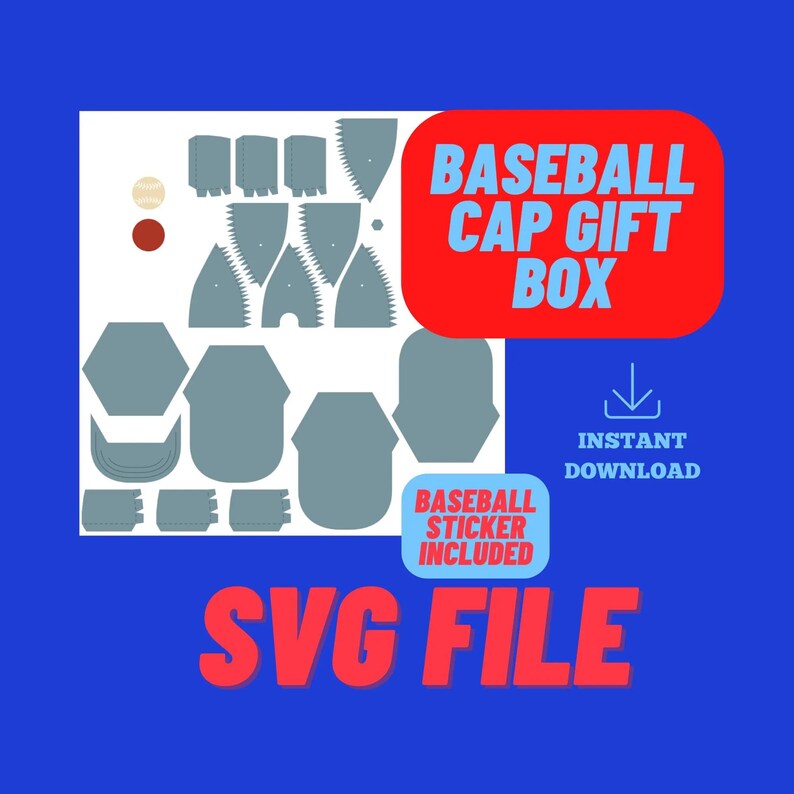 Baseball Hat Gift Box Template: DIY SVG for Cricut & Silhouette (PDF ...