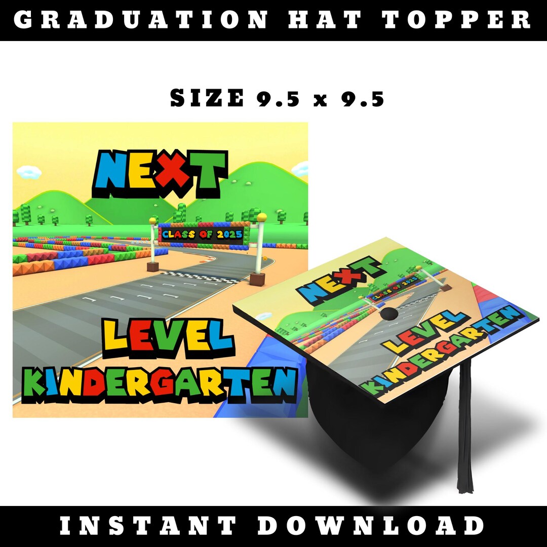 Next Level Kindergarten Graduation Cap Topper | Gamer-inspired Grad Hat ...