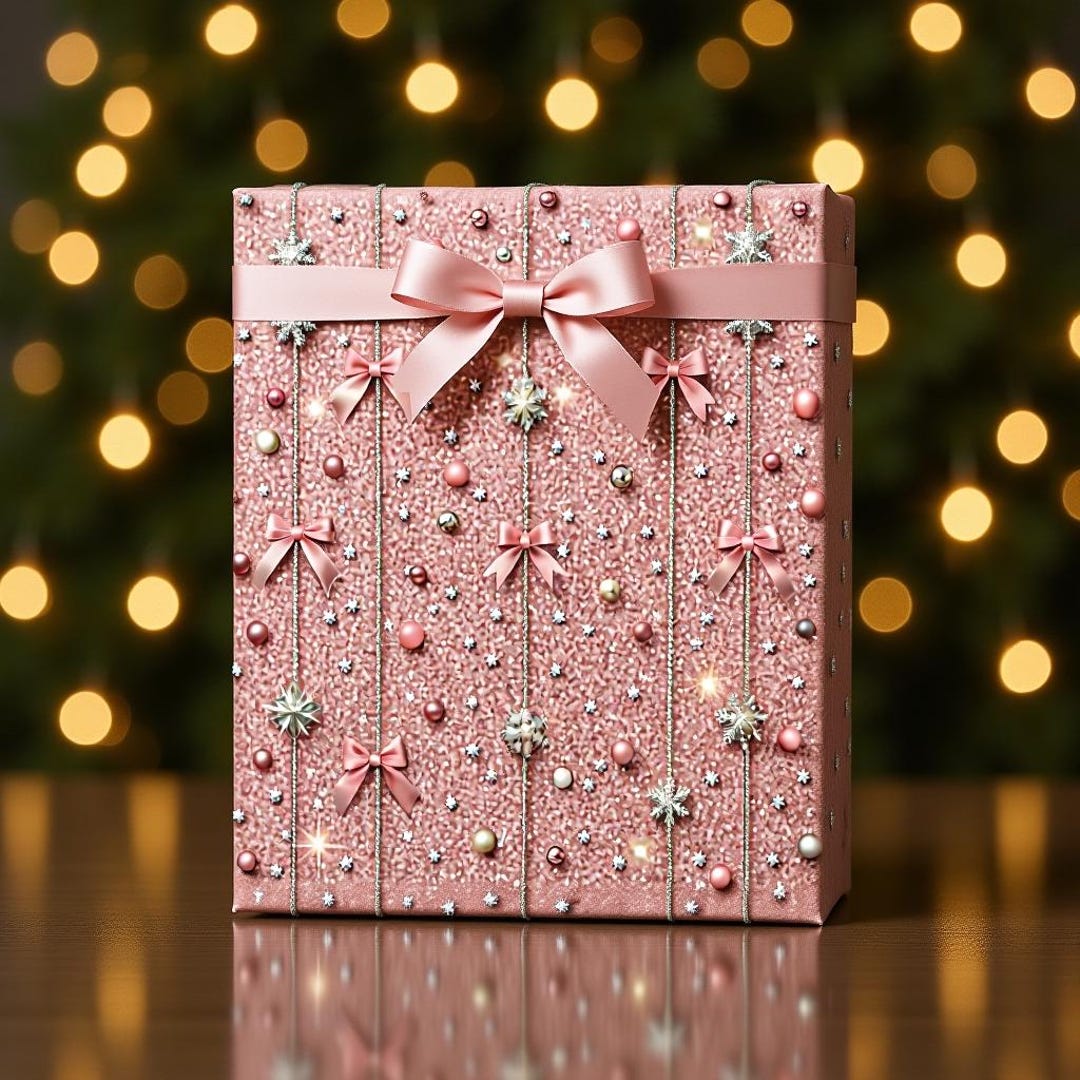 Pink Glitter Holiday Wrapping Paper, Elegant Festive Gift Wrap - Etsy