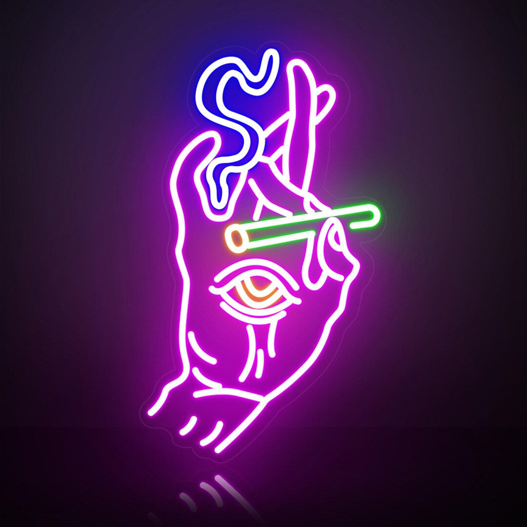 Neon Sign Custom Tripping Smoking Hand Led Light Trippy Art Stoner Wall ...