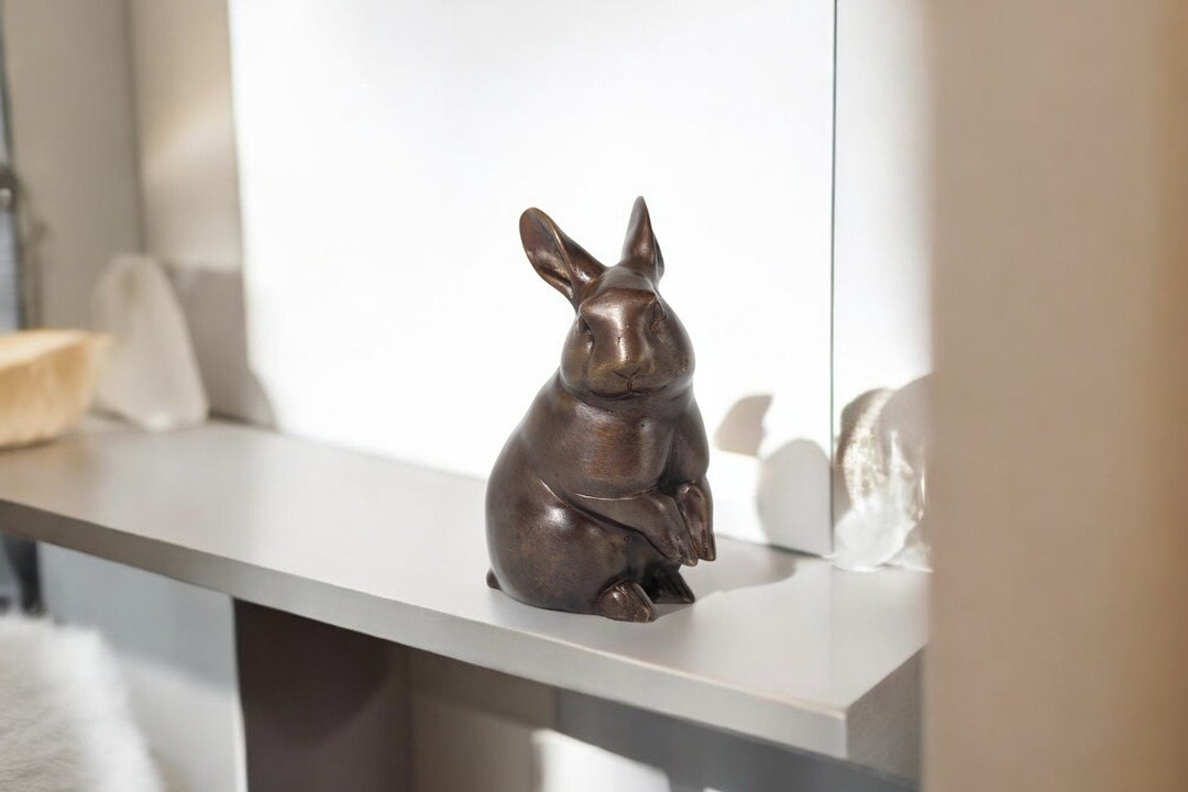 Handmade Bronze Rabbit Sculpture | Bronze Animal Figurine | Thai Art ...