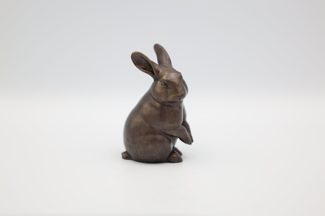 Handmade Bronze Rabbit Sculpture Bronze Animal Figurine Thai Art Small ...