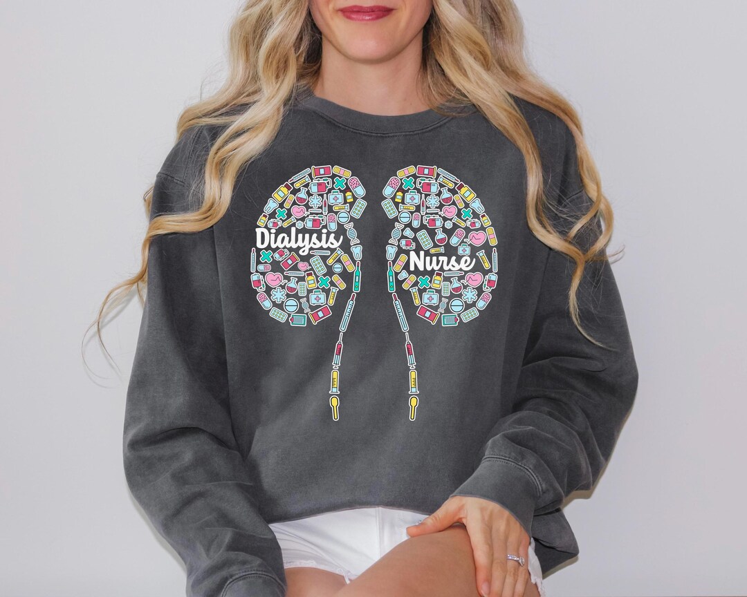 Floral Dialysis Nurse Sweatshirt Custom Name on Sleeve Gift for ...