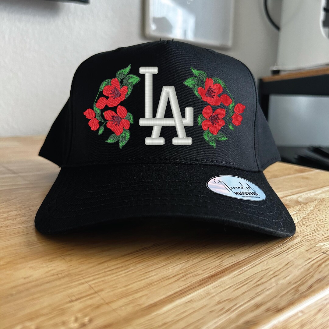 LA Red Cherry Blossom Snapback Hat: Embroidered Baseball Cap - Etsy