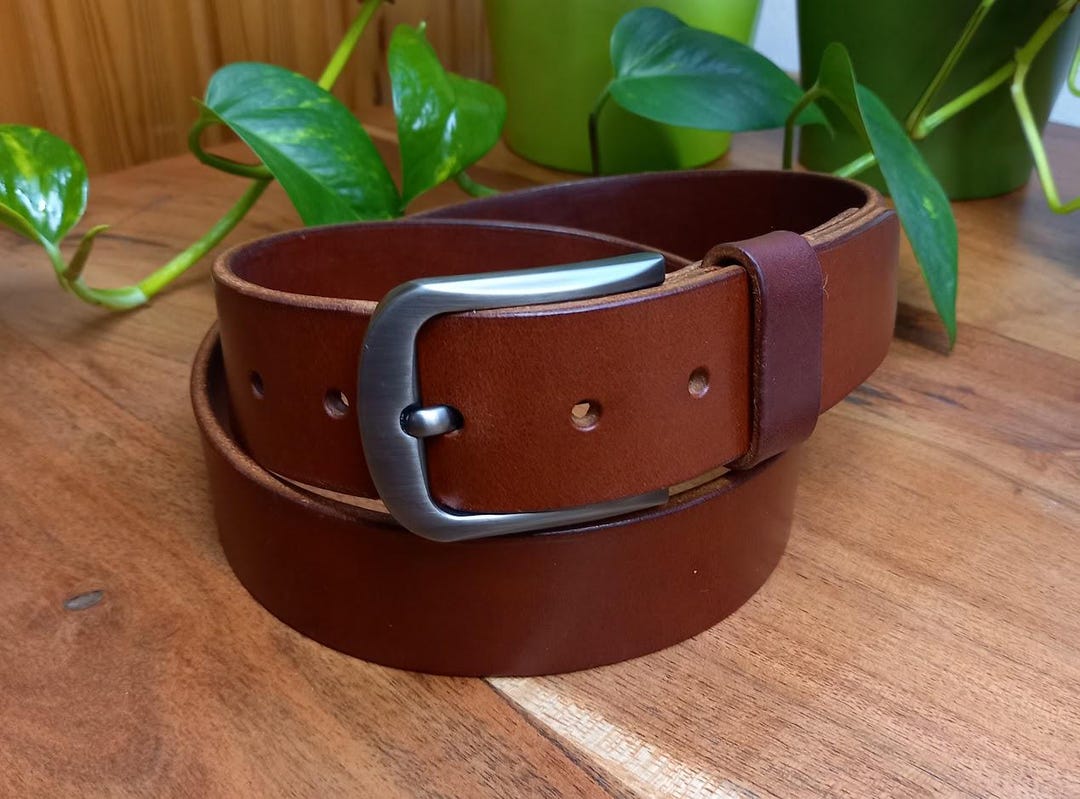 Robust Jeans Belt Made of 4 Mm Harness Leather – Handmade Leather Belt ...