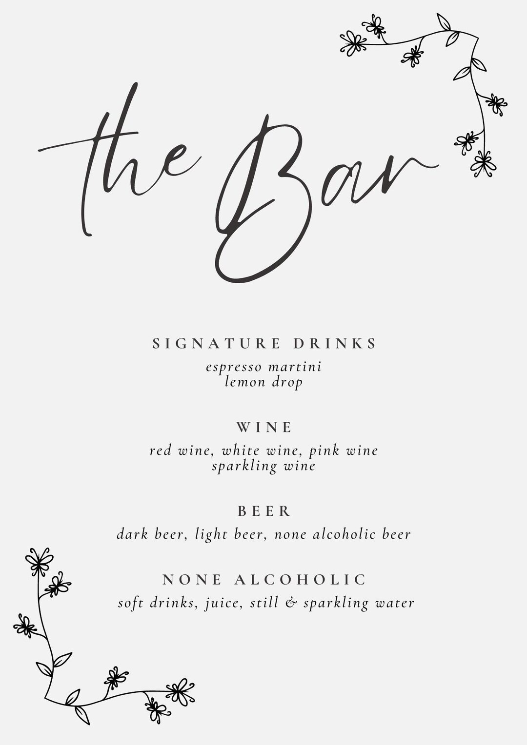 Bar Menu - Etsy