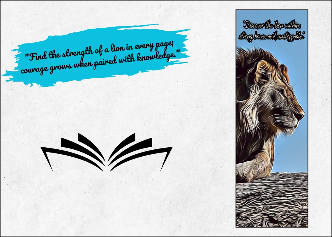 Lion-themed Strength and Courage Bookmarks 4-piece Digital Set Instant ...