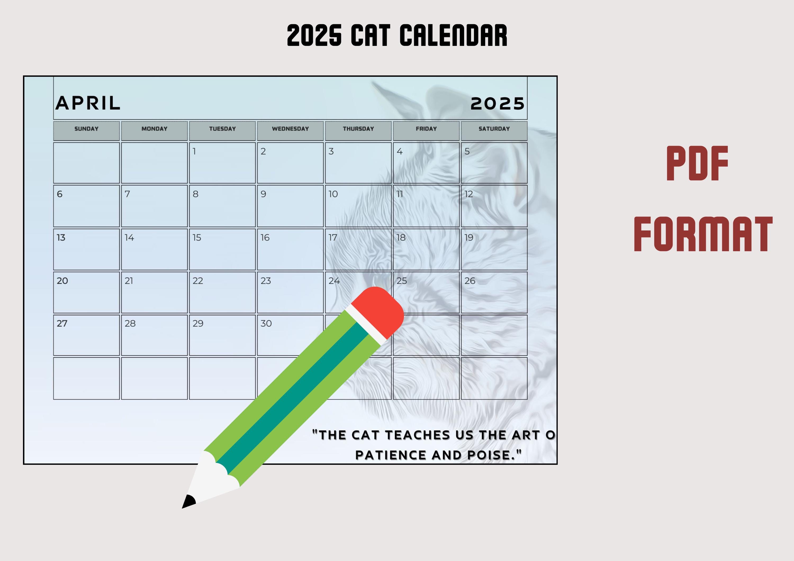 Purrfect 2025: Adorable Cat-themed Calendar for Cat Lovers - Etsy