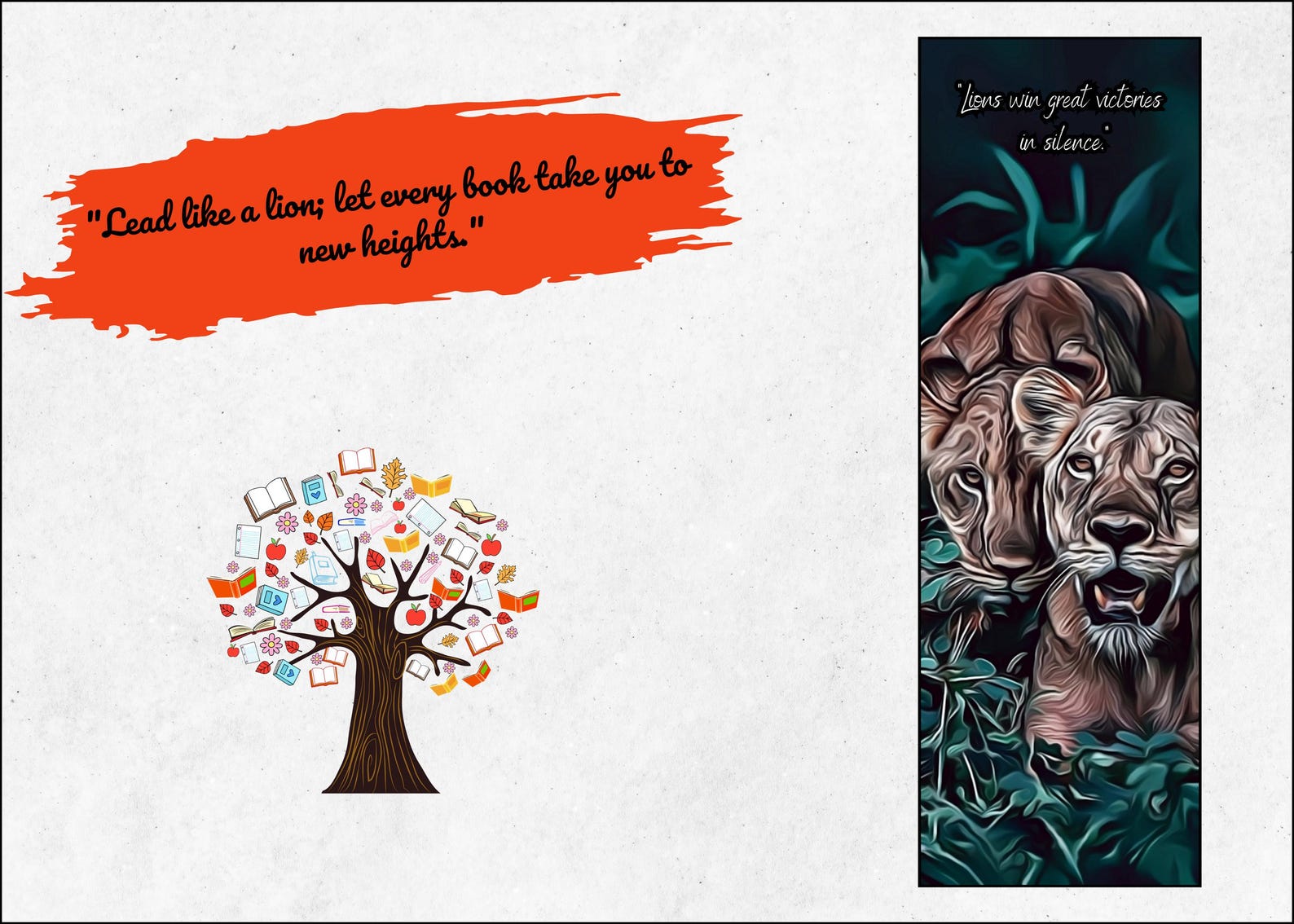 Lion-themed Strength and Courage Bookmarks 4-piece Digital Set Instant ...