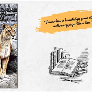 Lion-themed Strength and Courage Bookmarks 4-piece Digital Set Instant ...