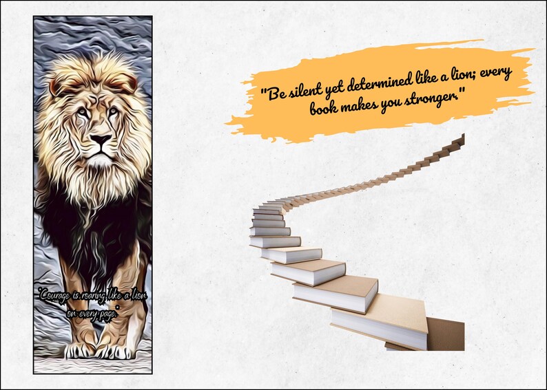 Lion-themed Strength and Courage Bookmarks 4-piece Digital Set Instant ...