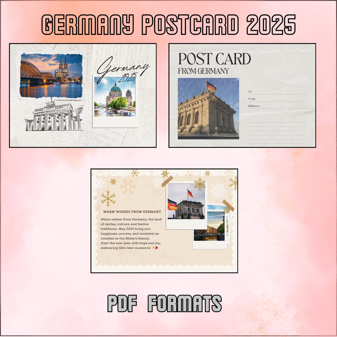 Germany Postcard 2025 | Printable PDF New Year Cards | German Landmark ...