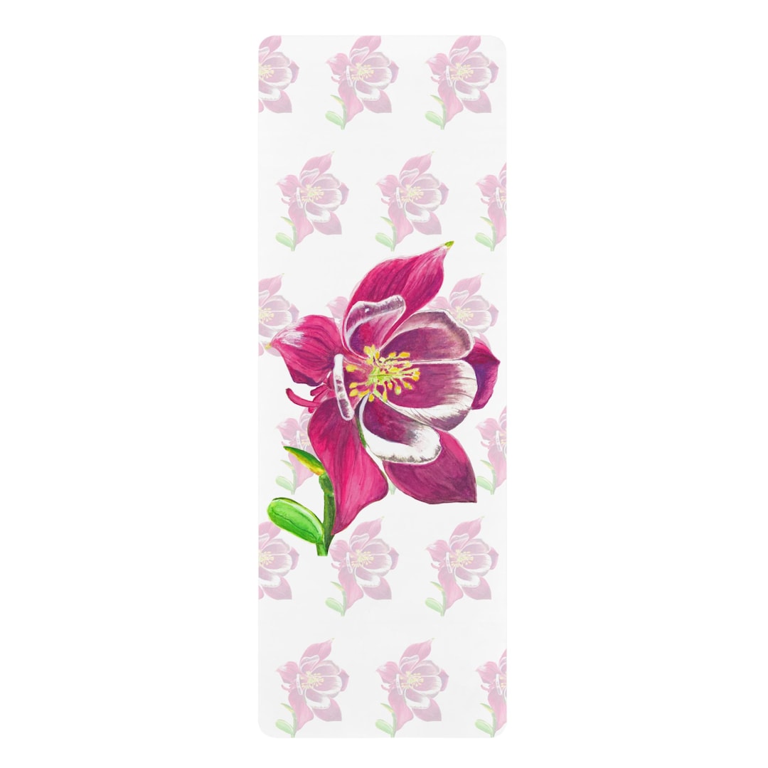 Kirigami Pink & Rose Columbine Rubber Yoga Mat for Enhanced Comfort and ...