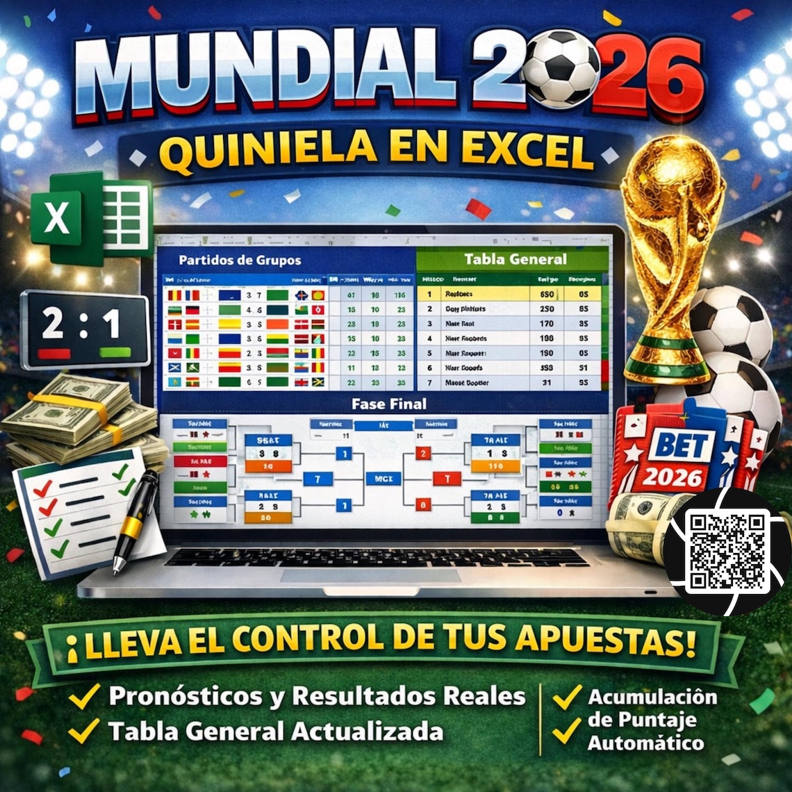 Quiniela Mundial 2026 En Excel | Apuestas FIFA Con Score Automático ...