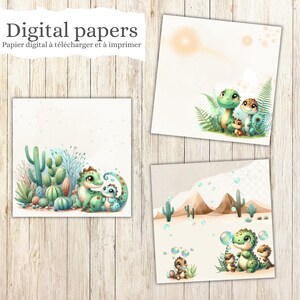 Digital Paper - Digital Printable | Watercolor Style Baby Dinosaur ...