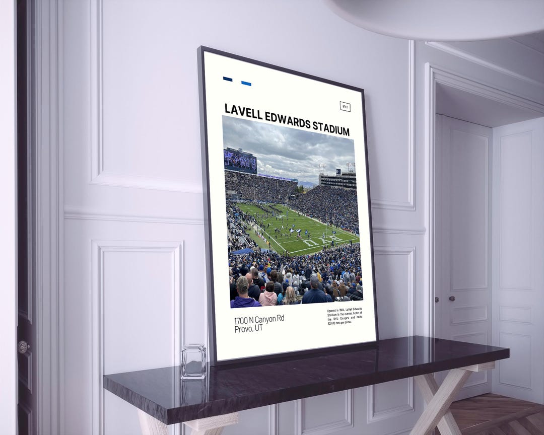 Lavell Edwards Stadium Poster, BYU Cougars Print Poster, NCAA Stadium ...
